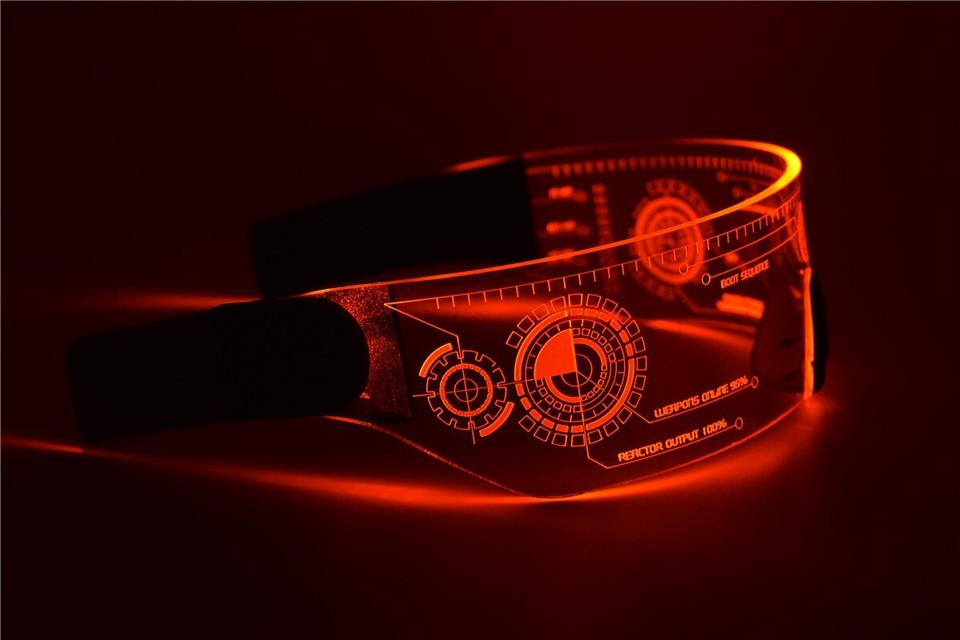 Cyberpunk Goggles LED Tron Visor Glasses Perfect For Cosplay Festivals ...