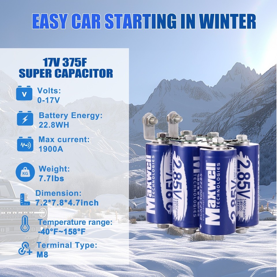 Maxwell 16V 500F Super Capacitor 6000A 12V Jump Starter Booster Car ...