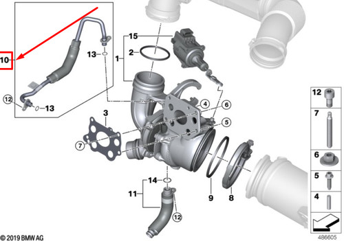 NEW MINI CABRIO F57 ENGINE OIL FEED LINE 8629962 11428629962 ORIGINAL ...