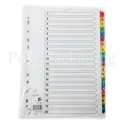 2 Sets of A4 FILE DIVIDERS(1-20) DOCUMENT ORGANISER Subject Filing ...