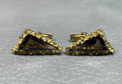 Vintage Nugget Border Amber Colored Stone Sterling Silver Vermeil Cuff ...