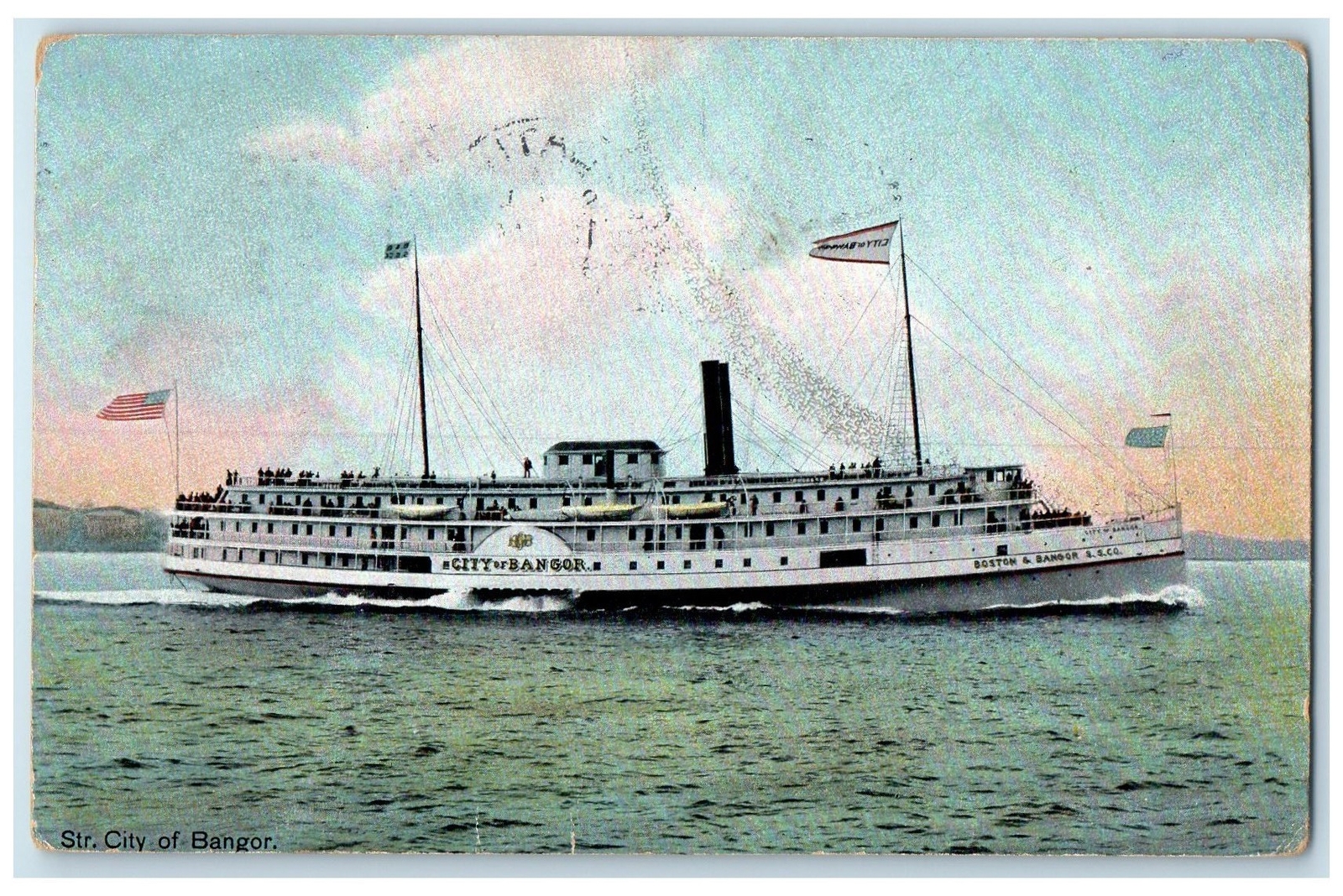 1911 Steamer City Of Bangor Passenger Ship Boston & Bangor SS Co Posted ...