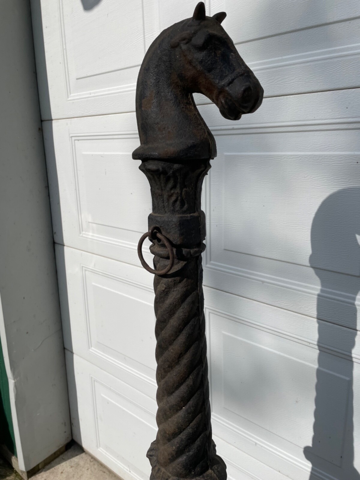 Antique cast iron horse head hitching posts & chain | eBay