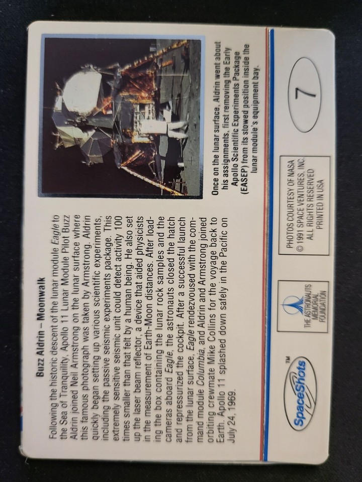 Spaceshots Moon Mars Buzz Aldrin Moonwalk EMBOSSED Order card #7 | eBay