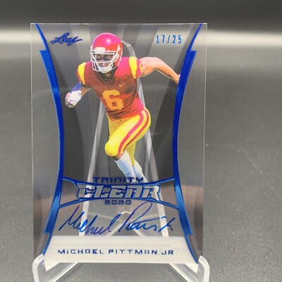 2020 Leaf Trinity MICHAEL PITTMAN JR Rookie AUTO Trinity Clear Blue #'d ...