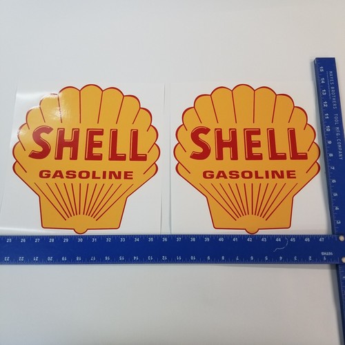 12 in Shell Gasoline Vintage look Vinyl Decal set of 2 / gas pump ...