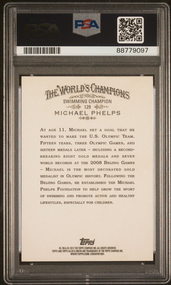 2012 Topps Allen & Ginter #129 Signed Michael Phelps Autograph PSA 8 ...