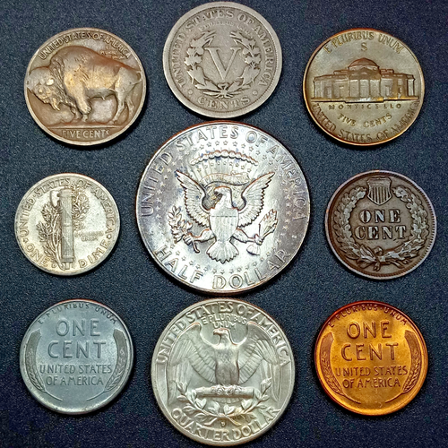 Old Obsolete US Coin Collection With Silver & Uncirculated 9 Coin Set ...