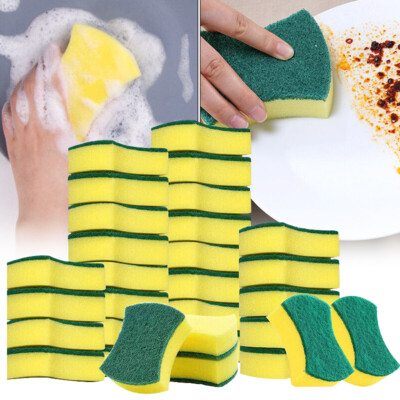 Absorbent Yellow Sponge Green Scrubber Scrub Scourer for Wash Clean ...