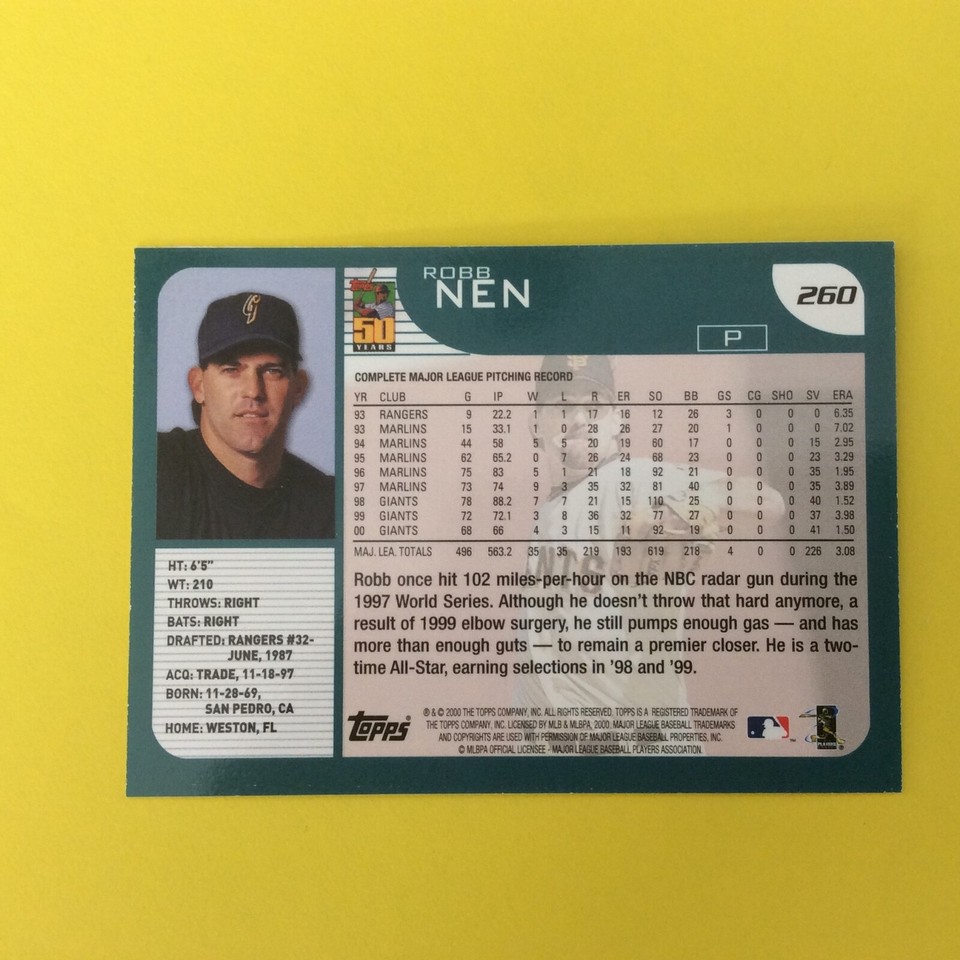 2001 Topps #260 Robb Nen San Francisco Giants | eBay