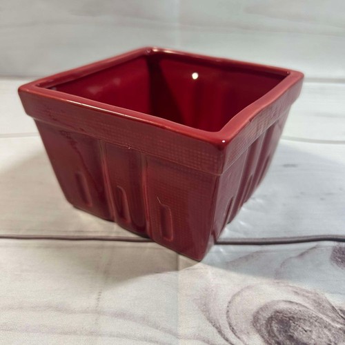 Red Ceramic Berry Basket Container Square Planter Box Kitchen Decor | eBay