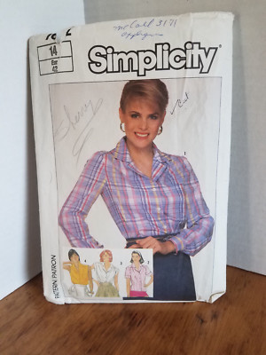 Vintage Simplicity Pattern #7662 Size 14 Blouse CUT 1986 | eBay
