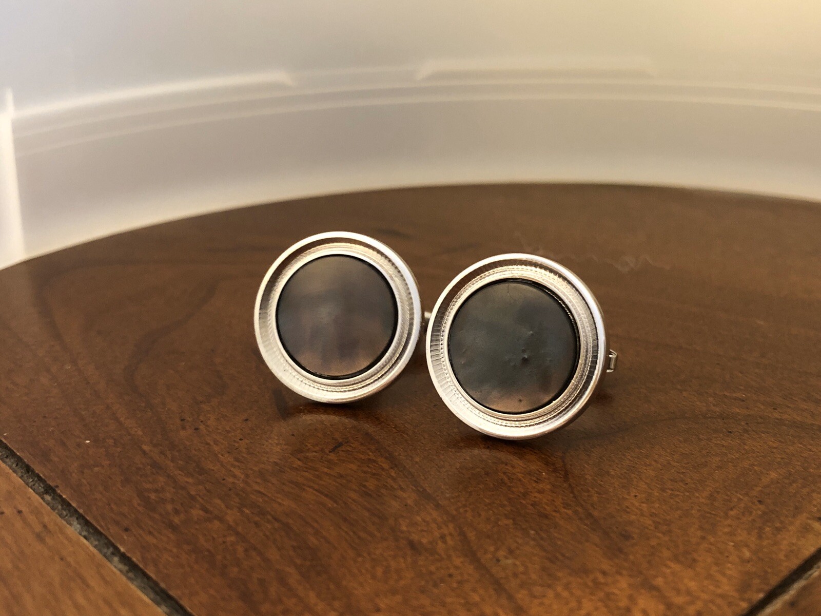 Vintage FOSTER CUFF LINK SILVER TONE MOTHER OF PEARL CUFFLINKS | eBay