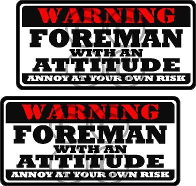 2 - 3" Foreman Worker Warning Tools Motorcycle Decal Hard Hat Sticker ...