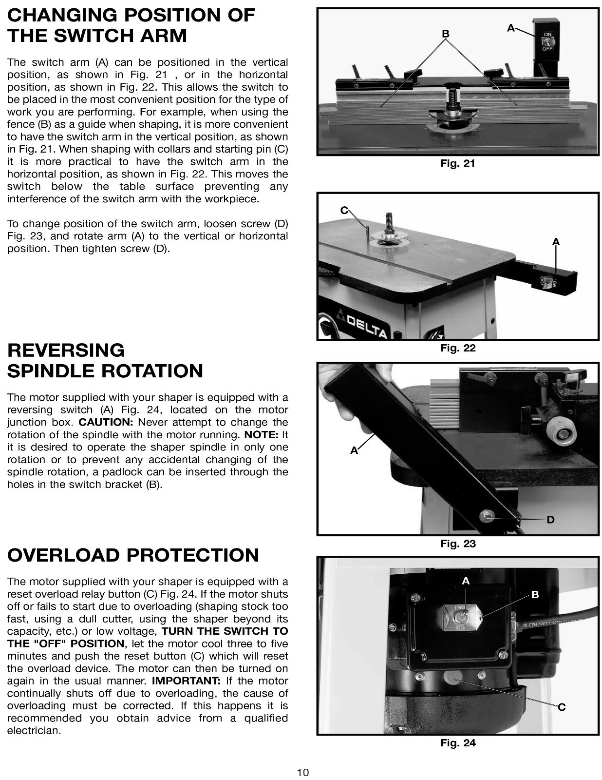Delta 2 Speed Wood Shaper Model 43-355 Instruction & Parts List Manual ...