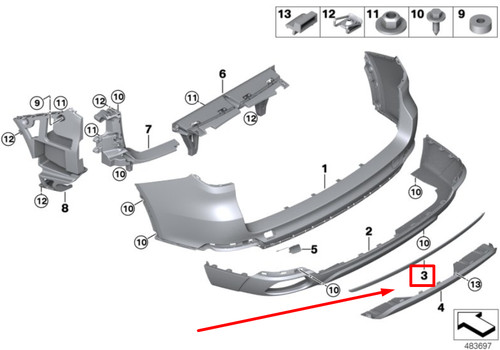 BMW X5 F15, F85 REAR BUMPER TRIM STRIP 51127365333 7365333 ORIGINAL NO ...