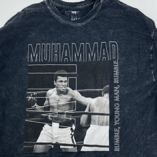 Medium ALI Henley Shirt Muhammad Rumble Young Man Gray Acid Wash Great ...