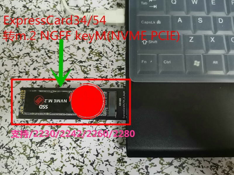 Express Card Expresscard 34mm Slot to M.2 Nvme NGFF Key M SSD Adapter ...