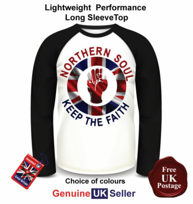 Northern Soul Long Sleeve T Shirt, Men's Northern Soul, Baseball Top ...