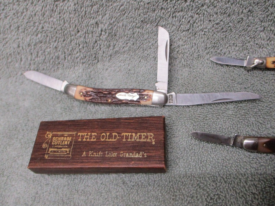 VINTAGE POCKET KNIVES-(3-SET)-SCHRADE-UNCLE HENRY-No.897 & No.804-OLD ...