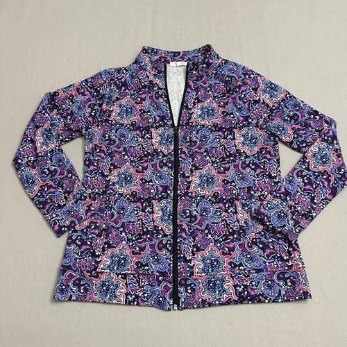 T By Talbots Jacket Womens Large L Cotton Blend Athletic Full Zip ...