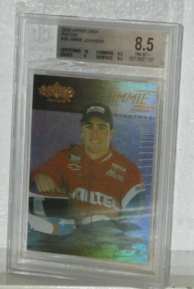 2000 JIMMIE JOHNSON UPPER DECK RACING ROOKIE #38 CARD NM-MT 8.5 BGS ...