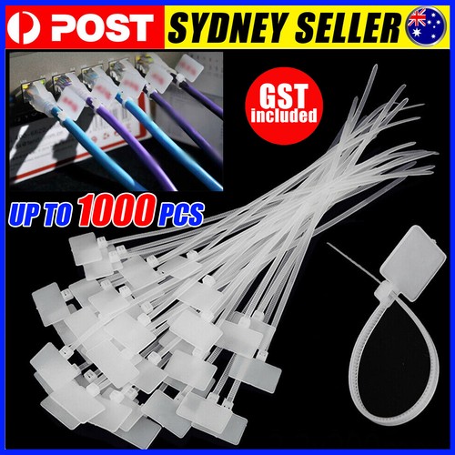 Up to 500pcs 20 x 13MM Ethernet Wire Zip Cable Ties Tie Mark Tags Nylon ...