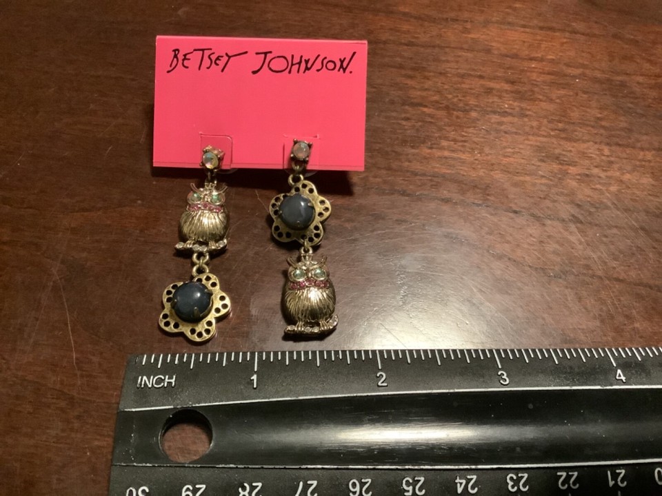 Owl Mismatch Earrings Betsey Johnson Woodland Creatures Fall Blue ...