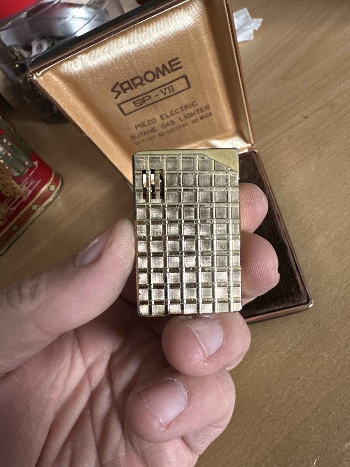 Briquet VINTAGE Sarome SP-V, Piezo, rechargeable Gaz, métal doré, + ECRIN, | eBay