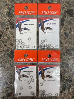 4 Packs of 10 - EAGLE CLAW Split Rings, Size 3 - FREE SHIPPING | eBay