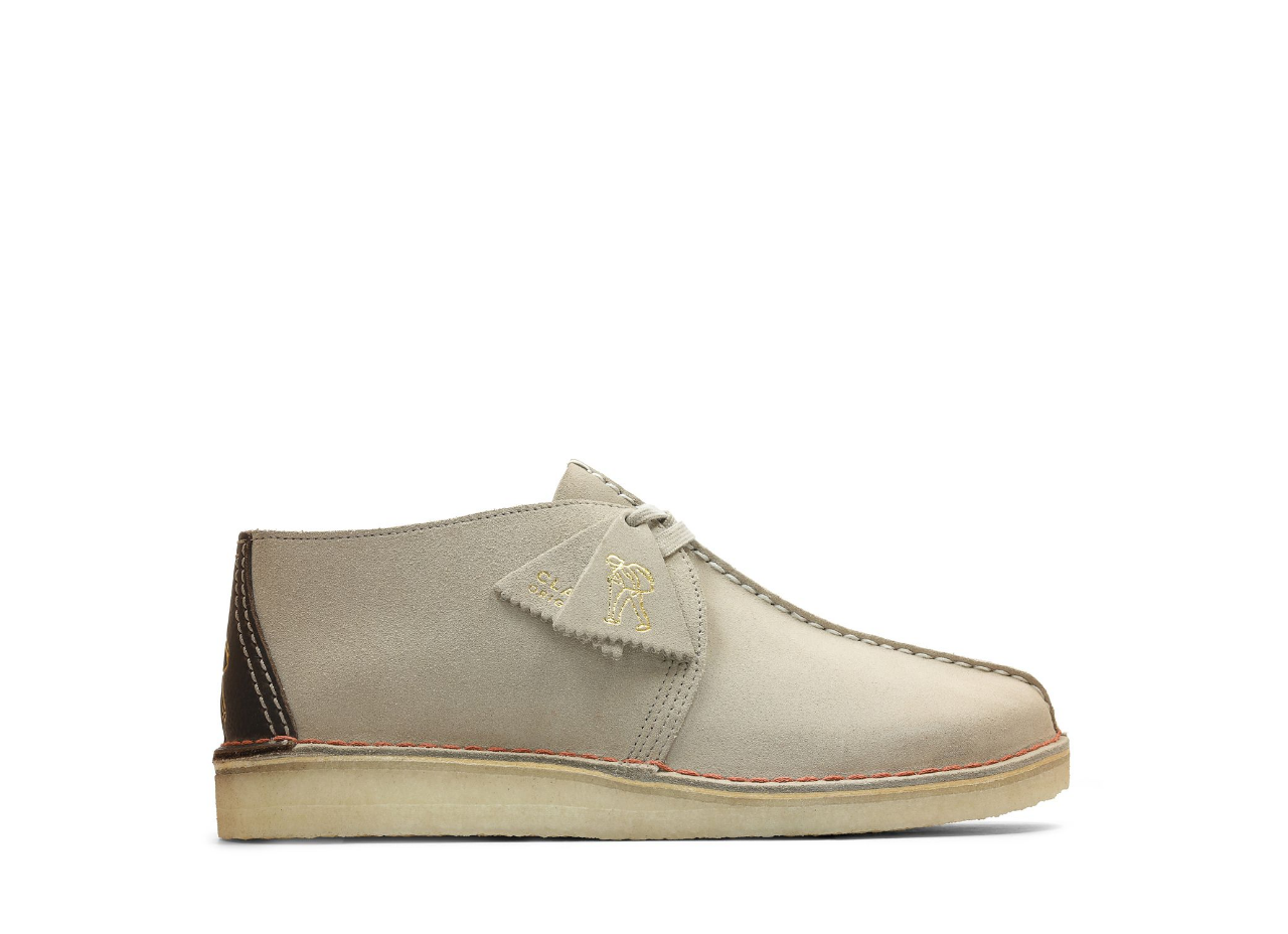 NEW Clarks Originals Desert Trek Sand Suede Orange Stitch "BANK ROBBER ...