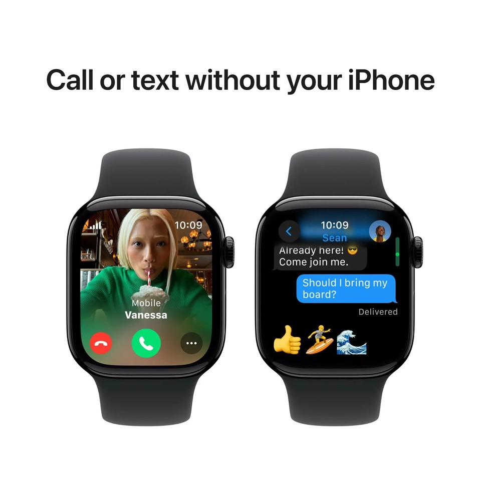 Apple Watch Series 10 46mm GPS+Cell Jet Black Aluminum Black Sport Band ...