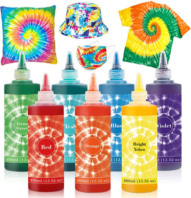 7 Colors Tie Dye Kit, 13.52Oz Jumbo-Size Fabric Dye for Family Friends ...