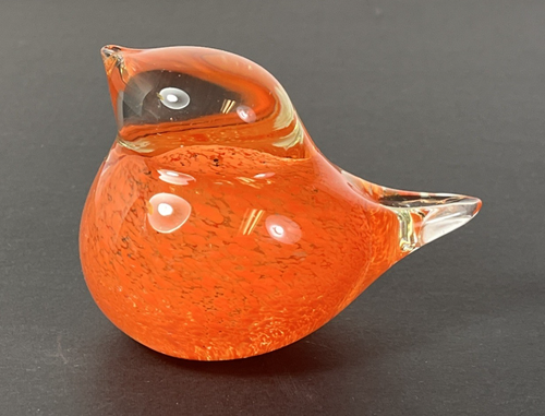 Vintage Orange Confetti & Clear Art Glass Bird Figurine 4" | eBay UK