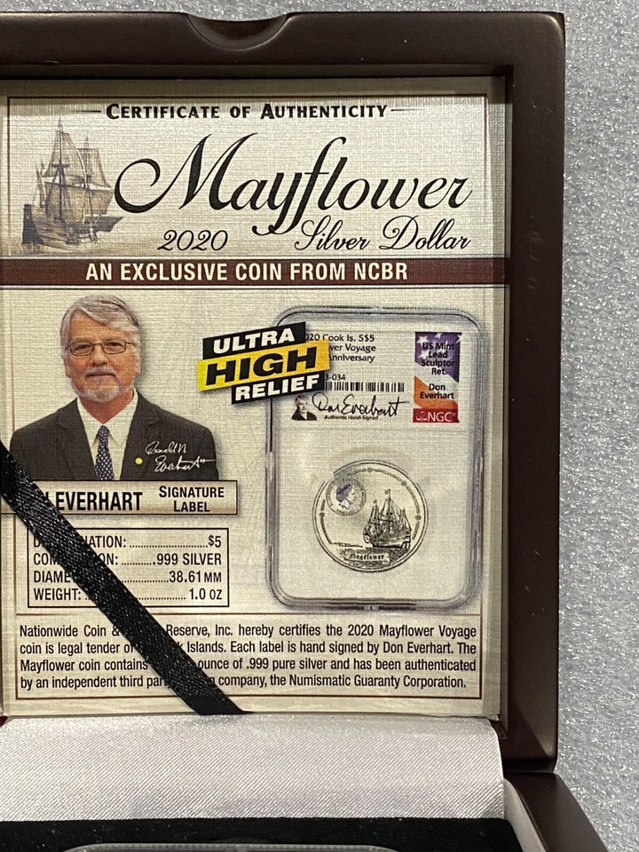 2020 Cook Islands $5 Mayflower Voyage Proof Silver Coin NGC PL70 Don ...