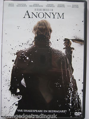 Anonymous (DVD, 2012) Period Drama NEW SEALED (Nordic Packaging) PAL ...