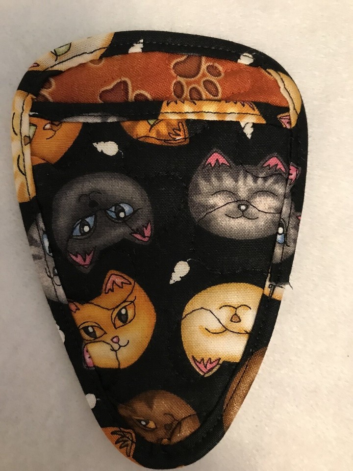 Cute Handmade Cats & Paws on Black Quilted embroidery needlework ...