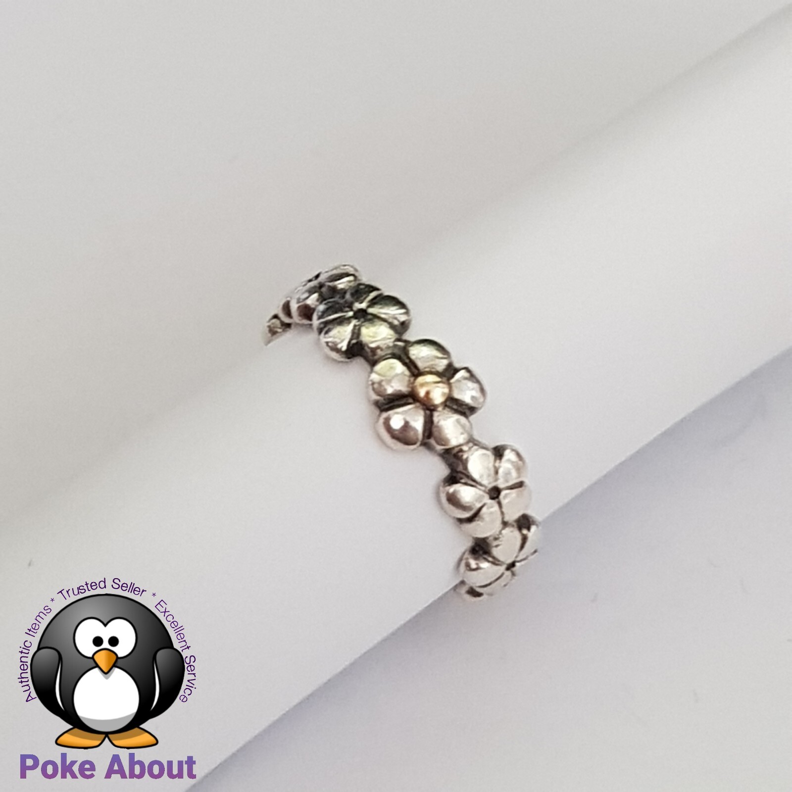 Genuine Pandora Silver & Gold Chain Of Daisies Flower… - Gem