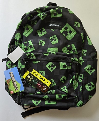 Minecraft Unisex Backpack Creeper MOJANG 17" Travel School Black Green Kids Fav | eBay
