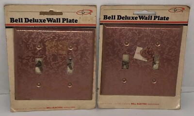 VTG BELL ELECTRIC 1961 PINK MCM Lot of 2 Double Light Switch Cover ...