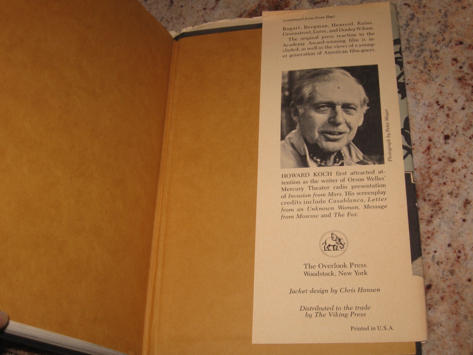 Casablanca : Script & Legend - Howard Koch - 1st Printing - Hardback ...