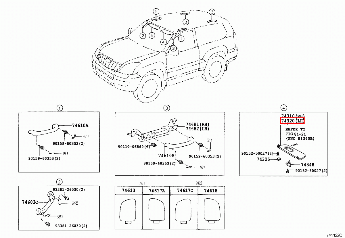 Genuine Toyota Prado LJ120 KZJ120 KDJ120 GRJ120 LH Left Sun Visor Ivory ...