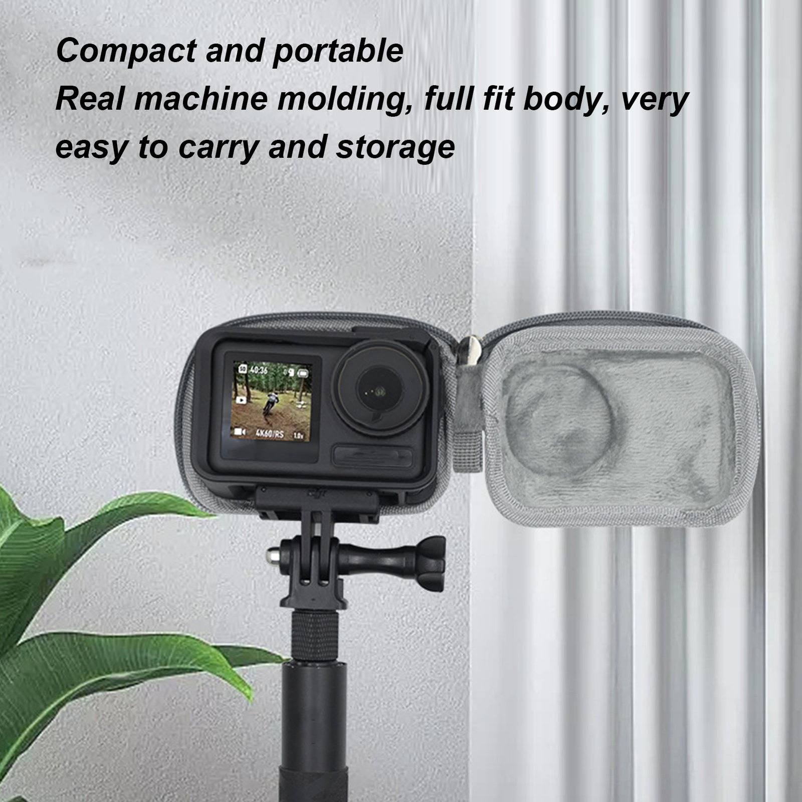 Action 4/3 Carrying Case Sports Camera Storage Bag Hard Shell Fleece ...