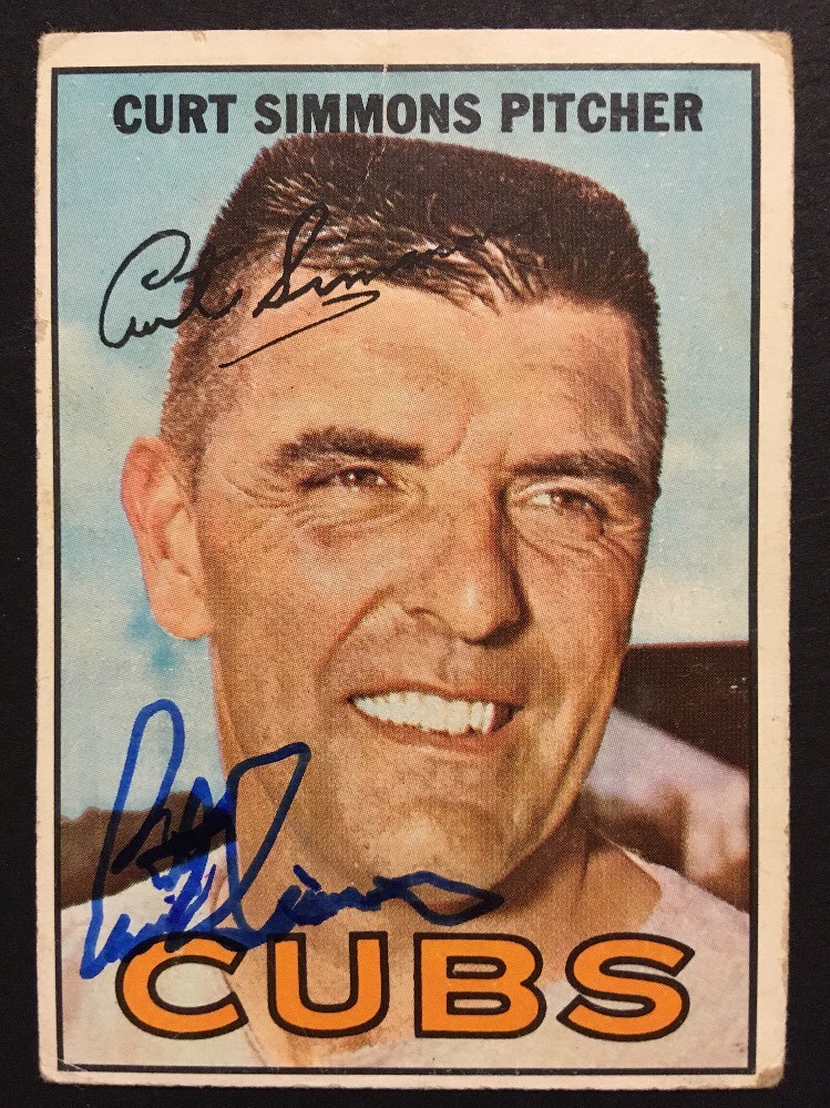 Curt Simmons Cubs Signed 1967 Topps Baseball Card #39 Auto Autograph 1 ...