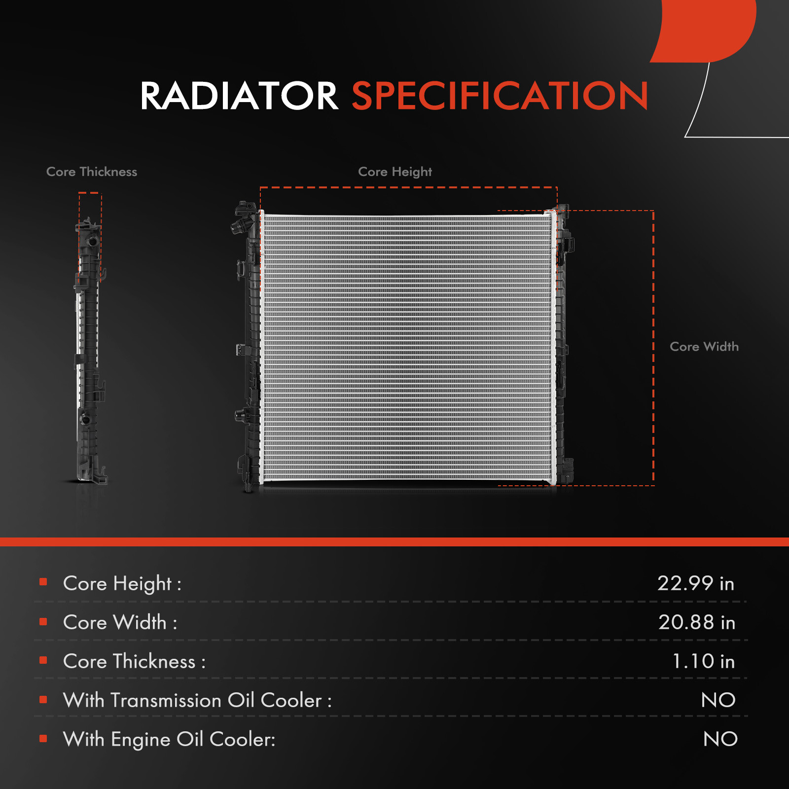 Auxiliary Radiator without Oil Cooler for BMW G01 X3 18-23 G02 X4 ...