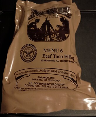 MRE Meal Menu 6 Beef Taco Filling Camping Hiking | eBay