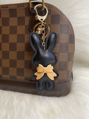 Bunny Bag Charm Keychain Purse charm Rabbit Key ring Key Fob Black New ...