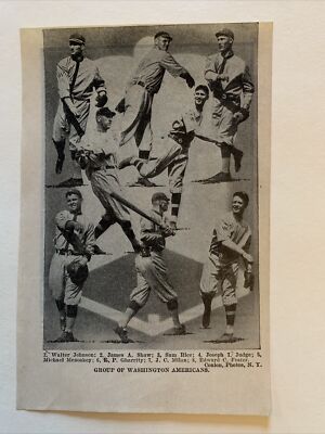Washington Senators Walter Johnson Sam Rice Judge 1919 Baseball 4X6 ...
