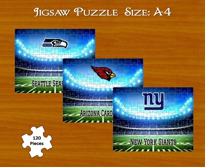 AMERICAN FOOTBALL A4 GLOSSY JIGSAW PUZZLE GIANTS BRONCOS BEARS RAVENS ...