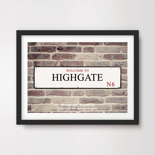 HIGHGATE N6 London Postcode Area ART PRINT Poster District A4 A3 A2 ...